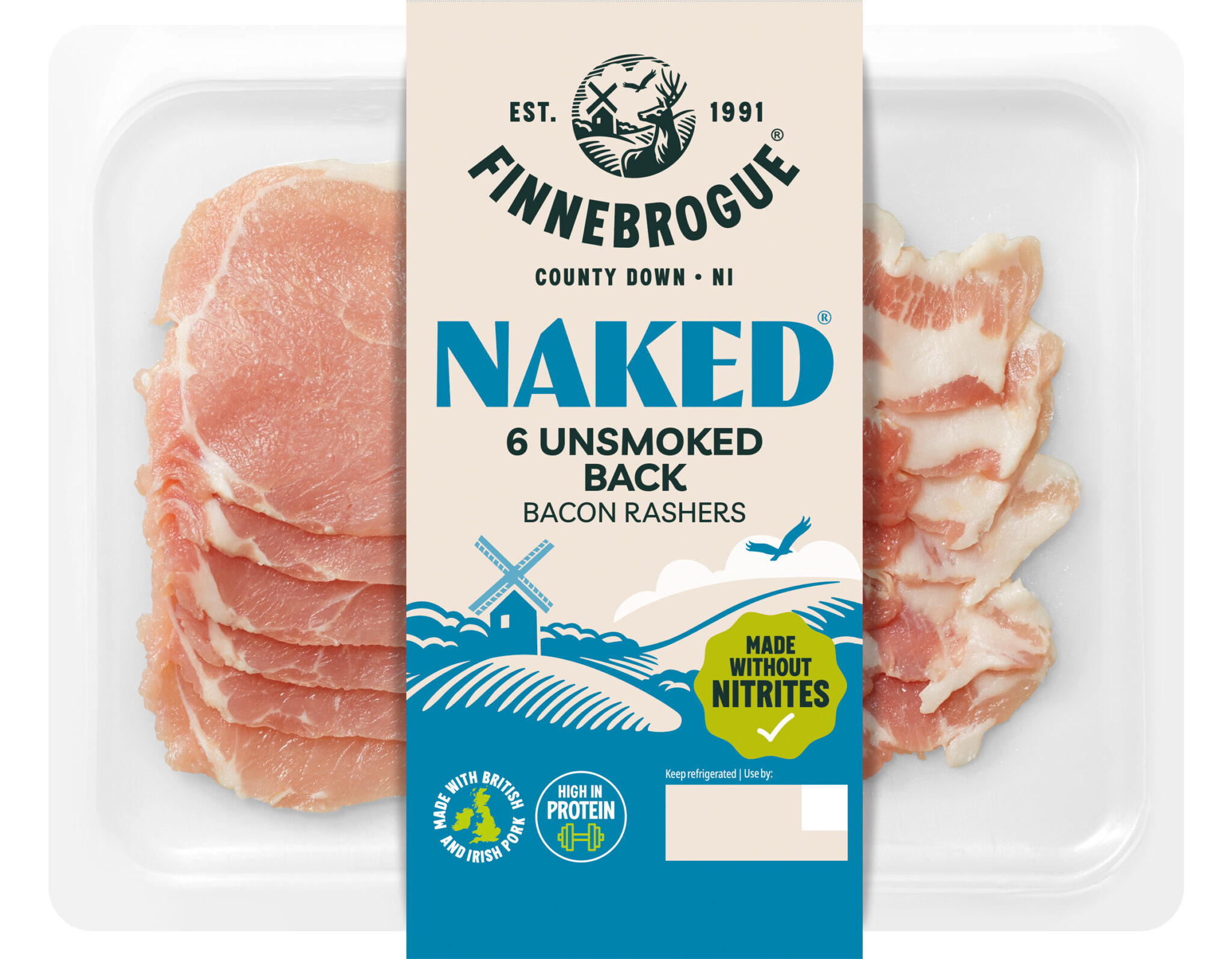 Naked Unsmoked Back Bacon Rashers - Finnebrogue